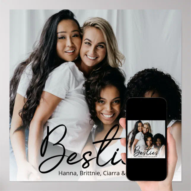 Besties Script Custom Photo Poster | Zazzle