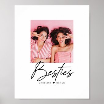 Besties Script Photo Best Friends Heart Poster | Zazzle