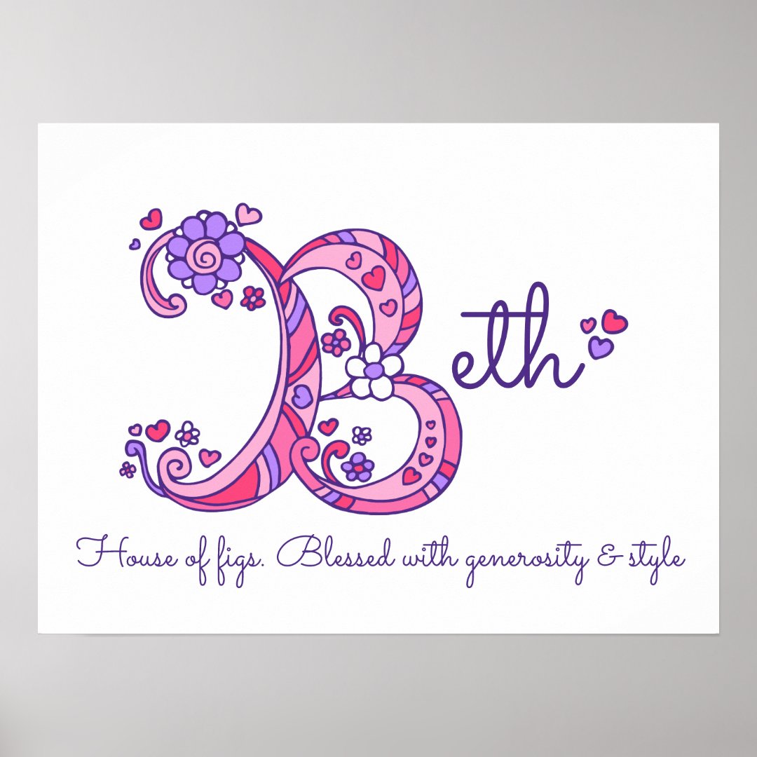 Beth B initial doodle art name meaning Poster | Zazzle