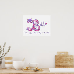 Beth B initial doodle art name meaning Poster | Zazzle
