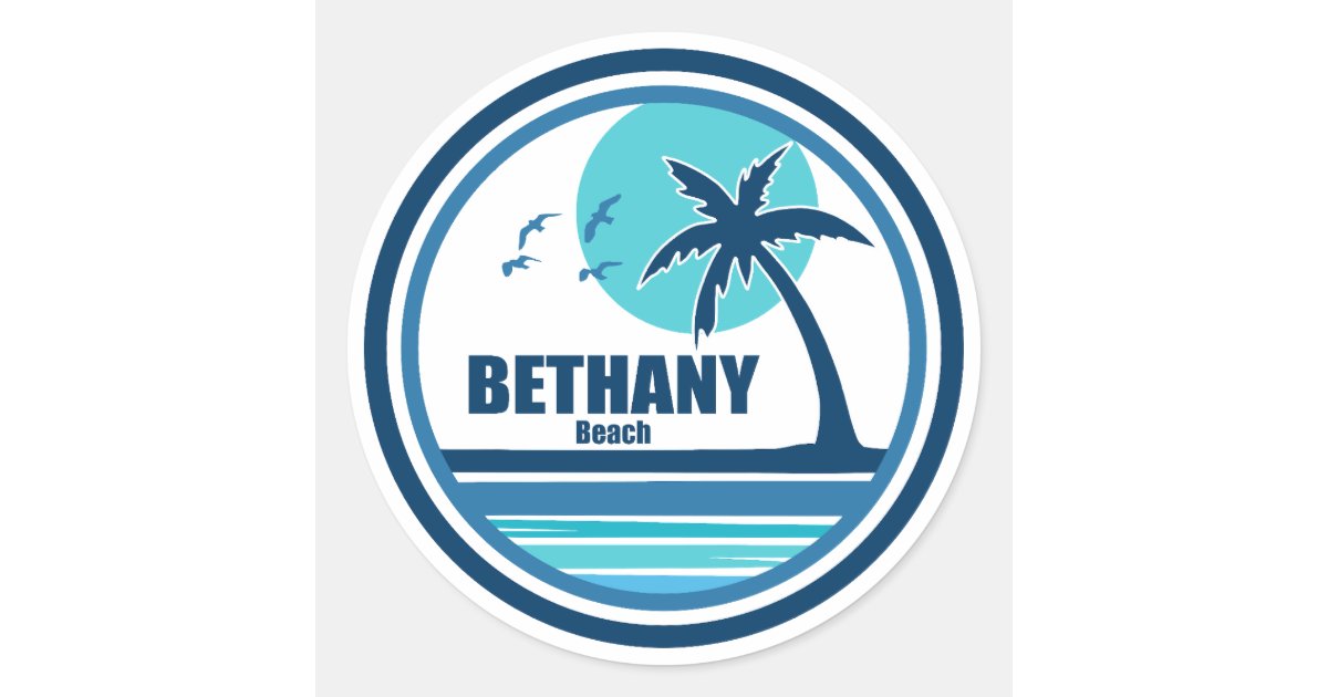 Bethany Beach Delaware Palm Tree Birds Classic Round Sticker | Zazzle