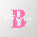 Bethany name and initial monogram white pink wall decal | Zazzle