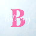Bethany name and initial monogram white pink wall decal | Zazzle