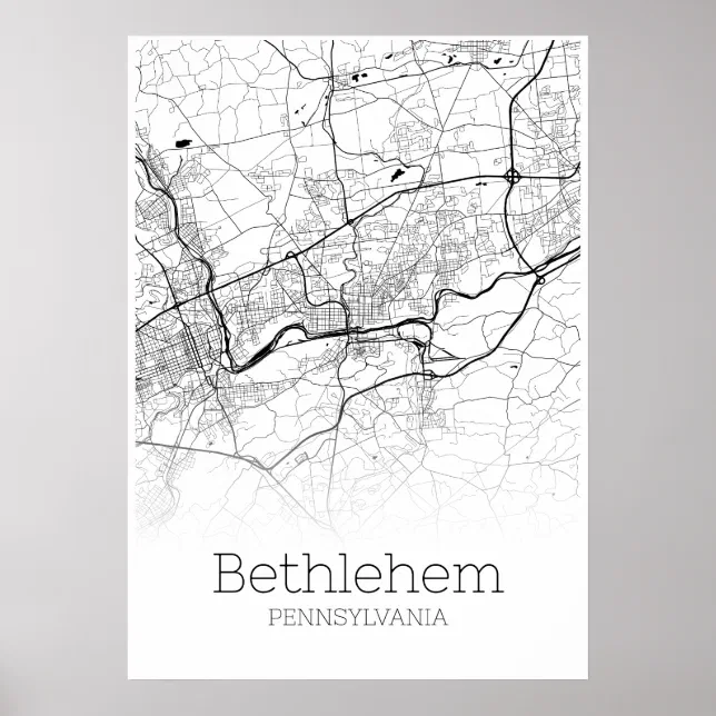 Bethlehem Map - Pennsylvania - City Map Poster | Zazzle