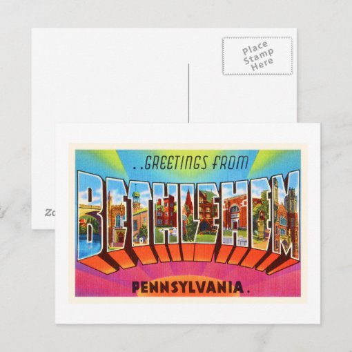 Bethlehem Pennsylvania PA Vintage Travel Souvenir Postcard | Zazzle