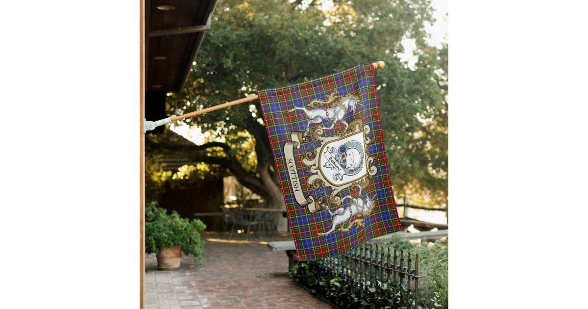 Bethune Modern Tartan Flag Clan Badge Lion Scottis | Zazzle