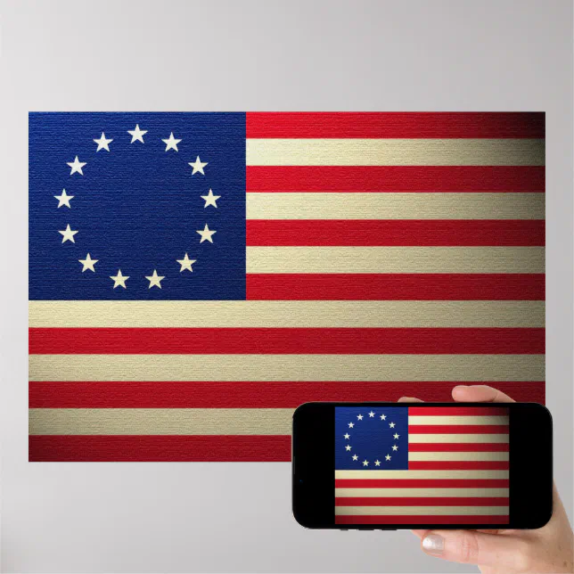 Betsy Ross Flag Canvased Antiqued Poster | Zazzle
