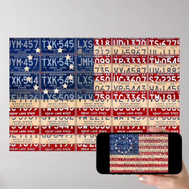 Betsy Ross Style American License Plate Flag Art Poster | Zazzle