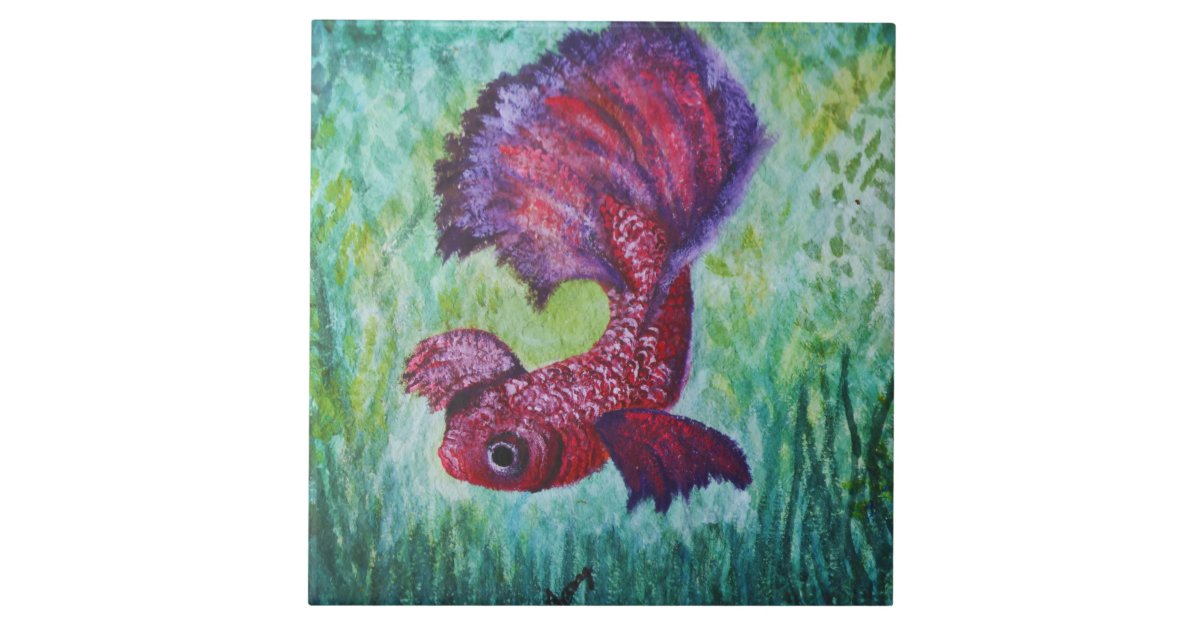 Betta fish watercolor ceramic tile | Zazzle