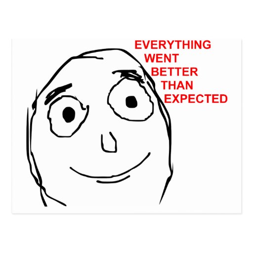 Better Than Expected Rage Face Meme Postcard | Zazzle