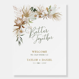 Better Together | Boho Bohemian Wedding Welcome Foam Board | Zazzle
