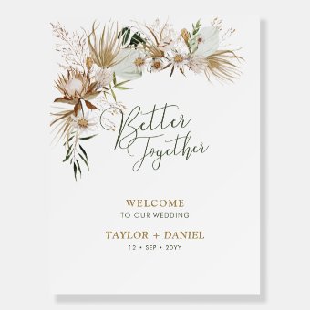 Better Together | Boho Bohemian Wedding Welcome Foam Board | Zazzle