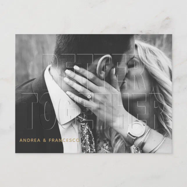 Better Together Embossed Engagement Party Photo Invitation Postcard ...
