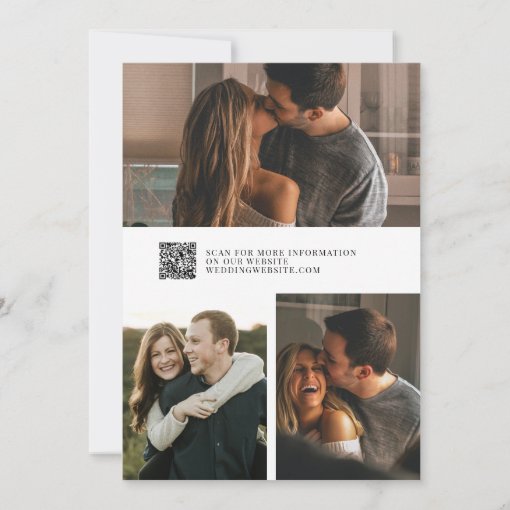 Better Together Modern 4 Photo QR Code Engagement Invitation | Zazzle