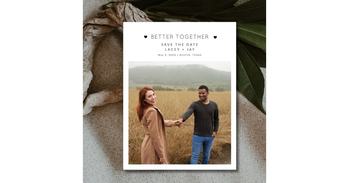 Better Together Photo Wedding Save the Date Announcement Postcard | Zazzle