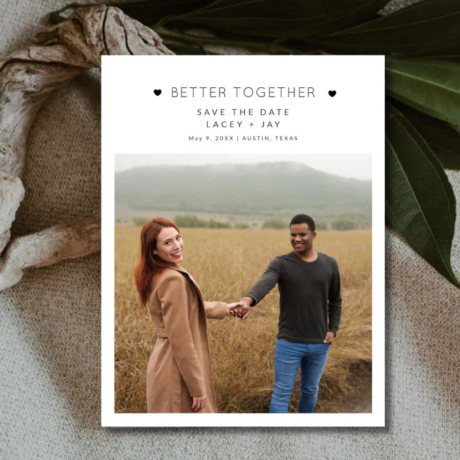 Better Together Photo Wedding Save the Date Announcement Postcard | Zazzle