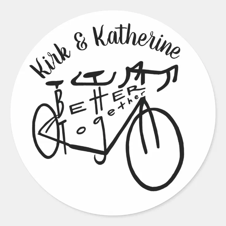 Better together tandem biking personalized sticker | Zazzle