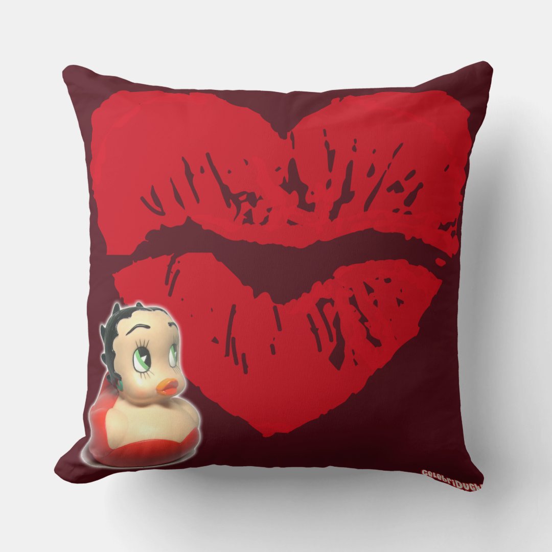 Betty Boop Rubber Duck Kiss CelebriDuck Throw Pillow | Zazzle