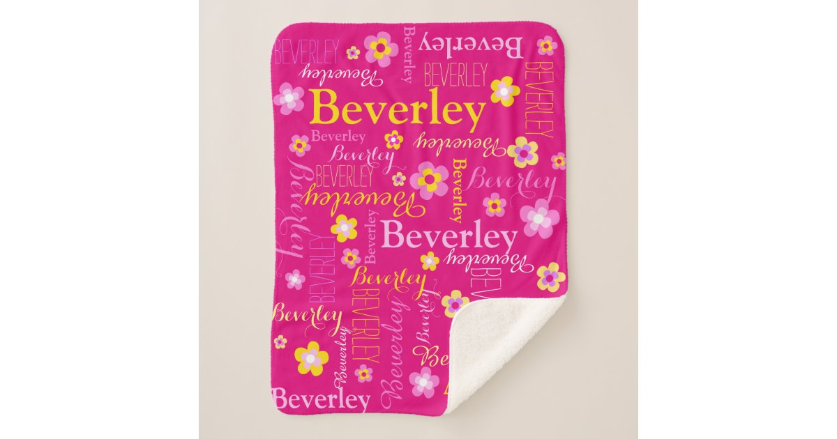 Beverley pink yellow girls name flower blanket | Zazzle
