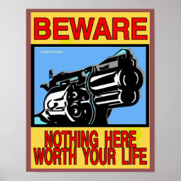 BEWARE, GUN OWNER SIGN | Zazzle