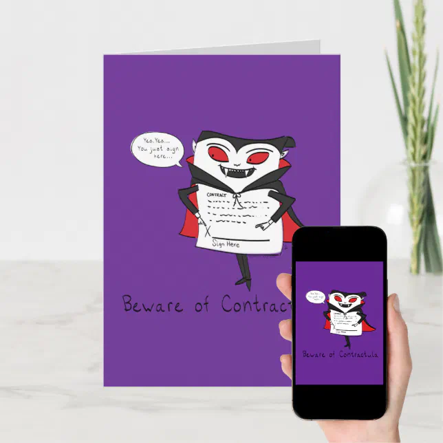 Beware of Contractula Vampire Greeting Card | Zazzle