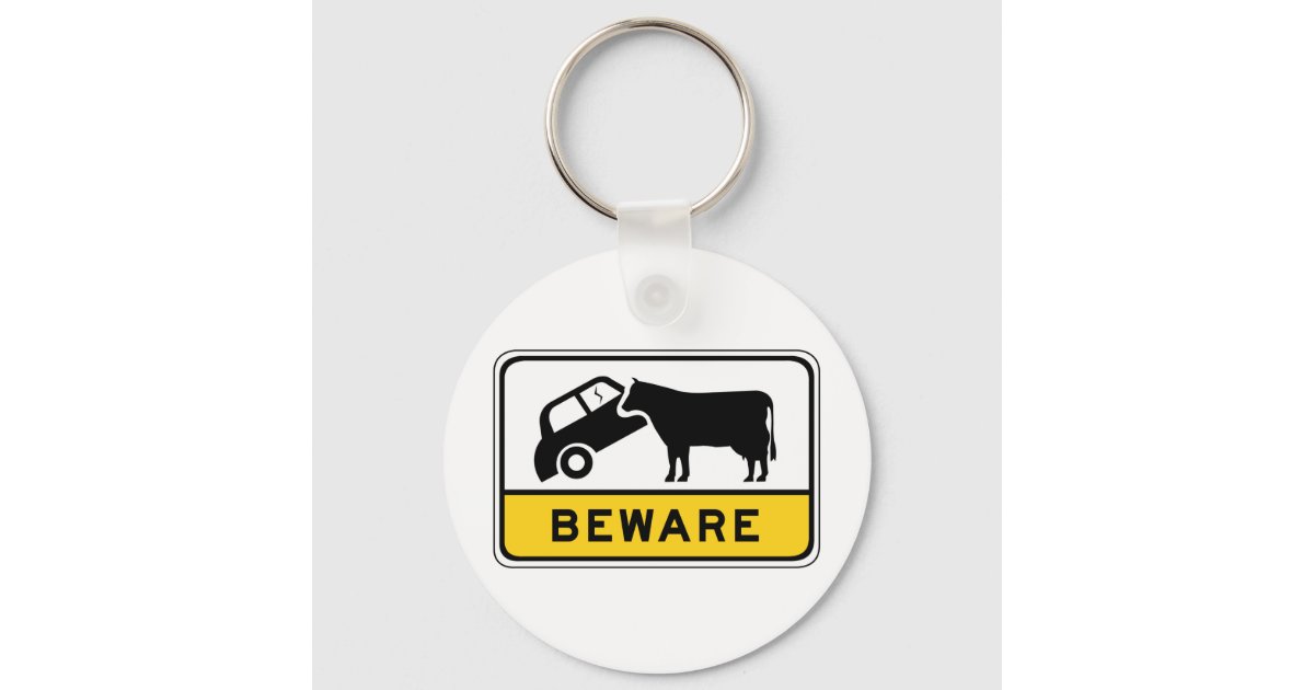 Beware of Cows, Traffic Warning Sign, Australia Keychain | Zazzle