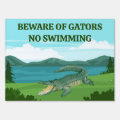 Beware of Gators No Swimming Alligator Yard Sign | Zazzle