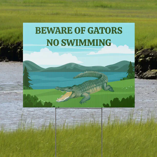 Beware of Gators No Swimming Alligator Yard Sign | Zazzle