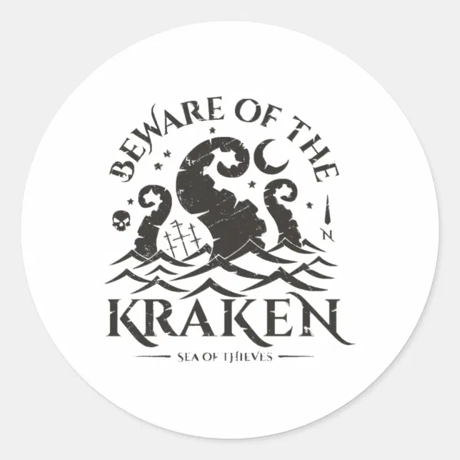 Beware of the Kraken Classic Round Sticker | Zazzle