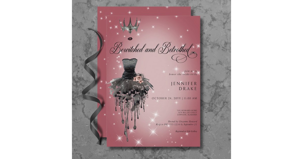 Bewitched & Betrothed Halloween Glam Bridal Shower Invitation | Zazzle