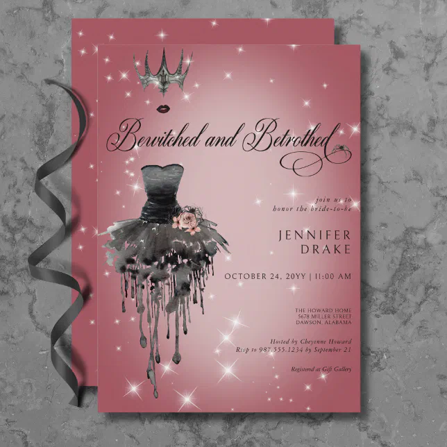 Bewitched & Betrothed Halloween Glam Bridal Shower Invitation | Zazzle