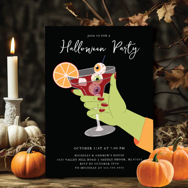 Bewitching Bash Halloween Cocktails Invitation | Zazzle