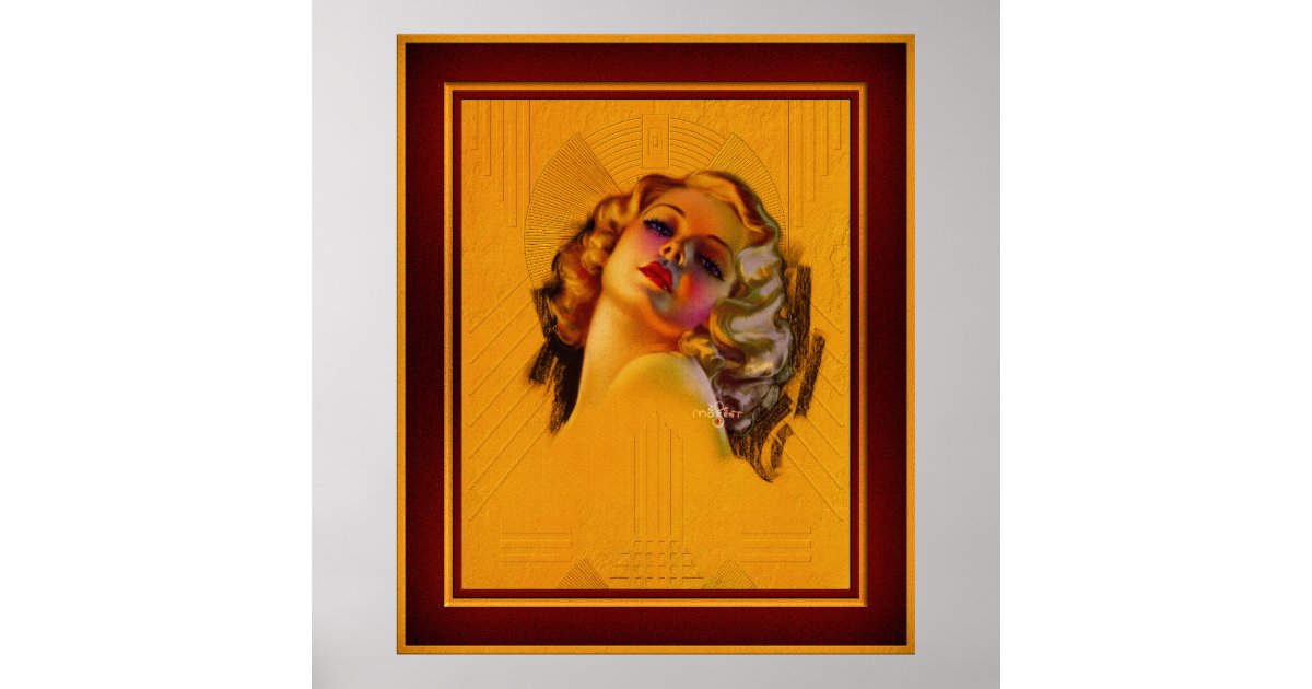 Bewitching Eyes Art Deco Portrait by Zoe Mozert Poster | Zazzle
