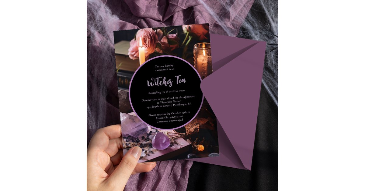 Bewitching Halloween Witches Tea Party Invitation | Zazzle