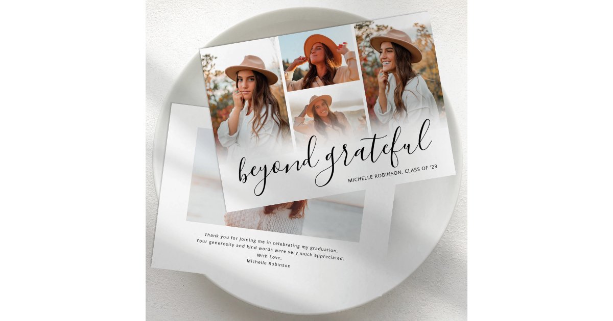 Beyond Grateful Graduation Photo Thank You Card | Zazzle