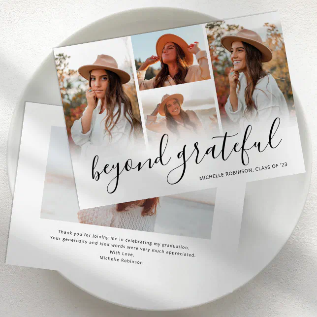 Beyond Grateful Graduation Photo Thank You Card | Zazzle