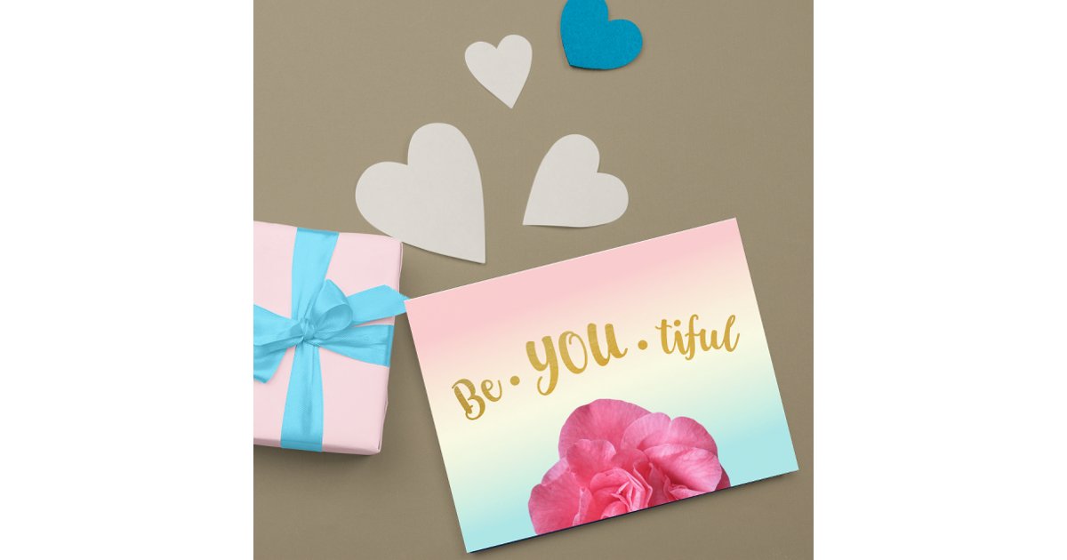 BeYOUtiful Be You Pastel Gradient Rose Gold Poster Postcard | Zazzle