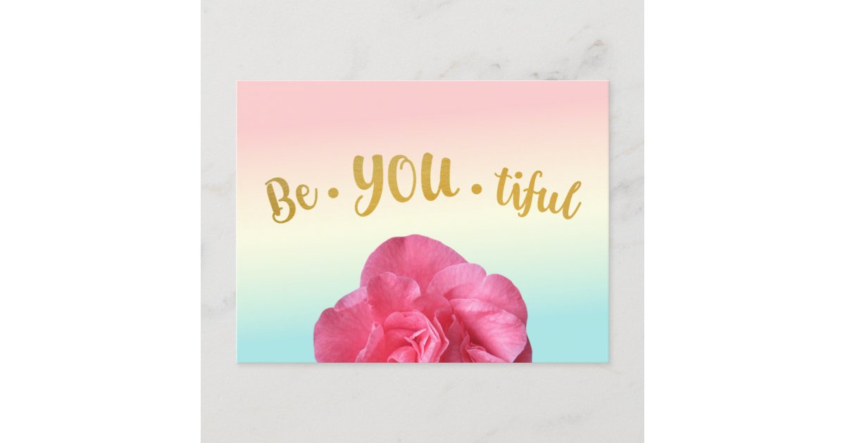 BeYOUtiful Be You Pastel Gradient Rose Gold Poster Postcard | Zazzle