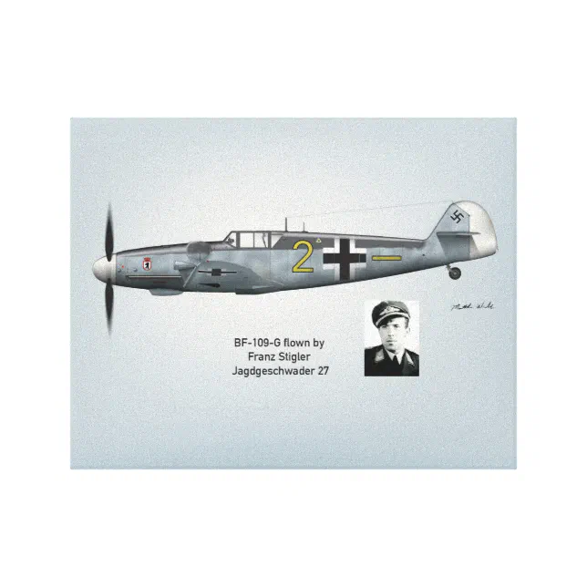 BF-109G Franz Stigler Profile Canvas Print | Zazzle