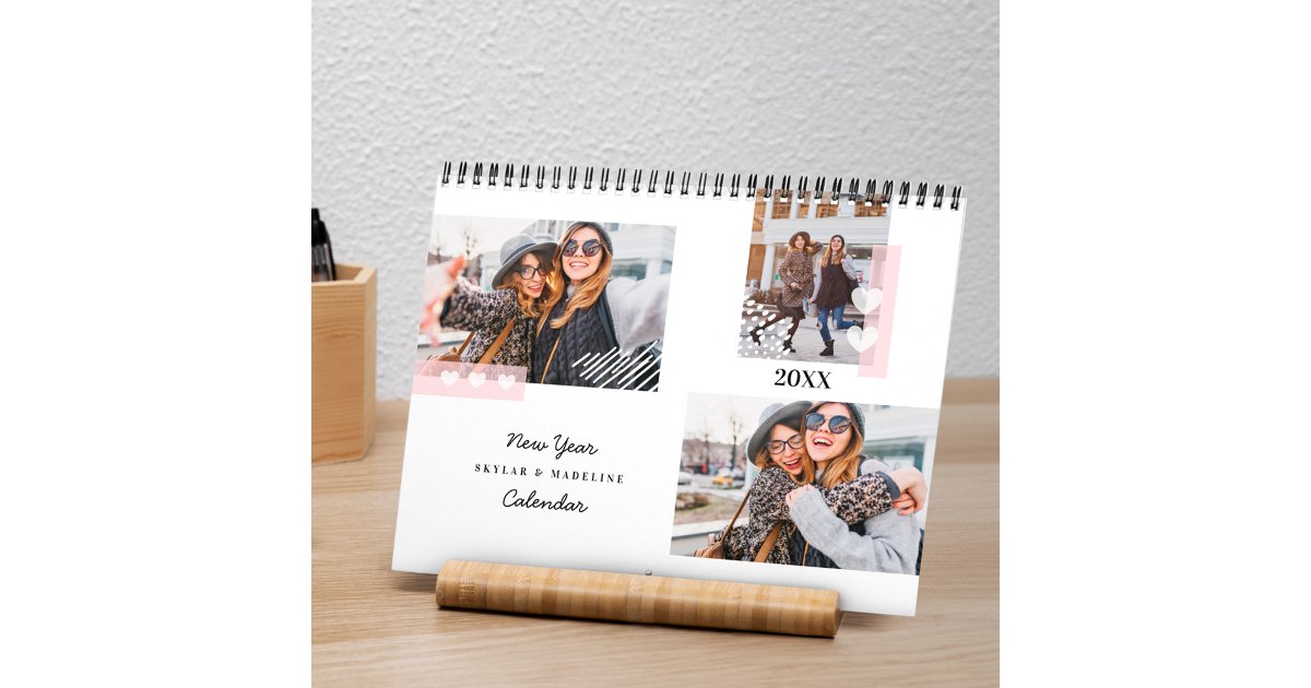 BFF Best Friends Forever Modern Multiple Photo Calendar | Zazzle