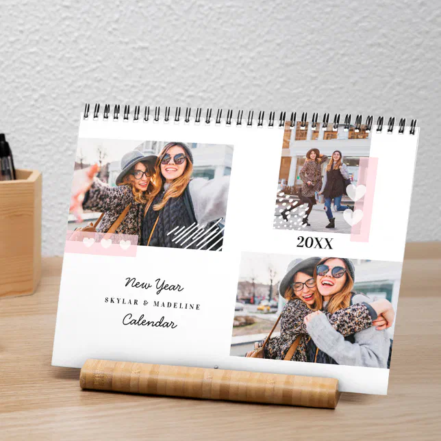 BFF Best Friends Forever Modern Multiple Photo Calendar | Zazzle