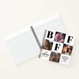 BFF Besties Photo Collage Black Notebook | Zazzle
