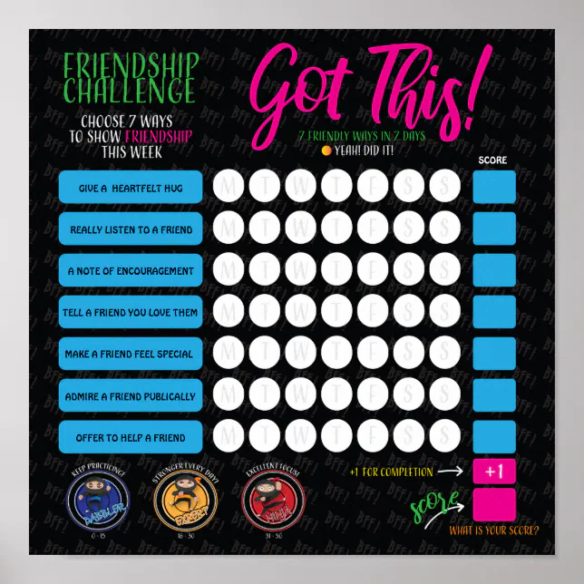 BFF FRIENDSHIP CHALLENGE POSTER | Zazzle