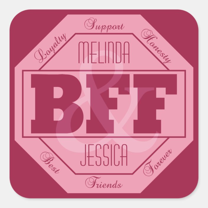 BFF Friendship - custom names - stickers | Zazzle.com