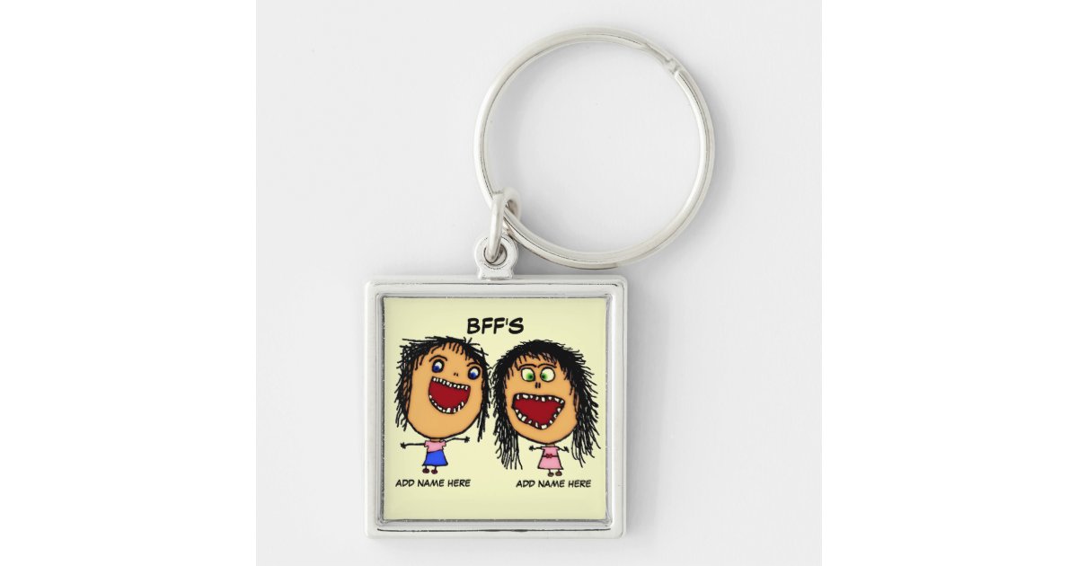 BFF Funny Cartoon Keychain | Zazzle