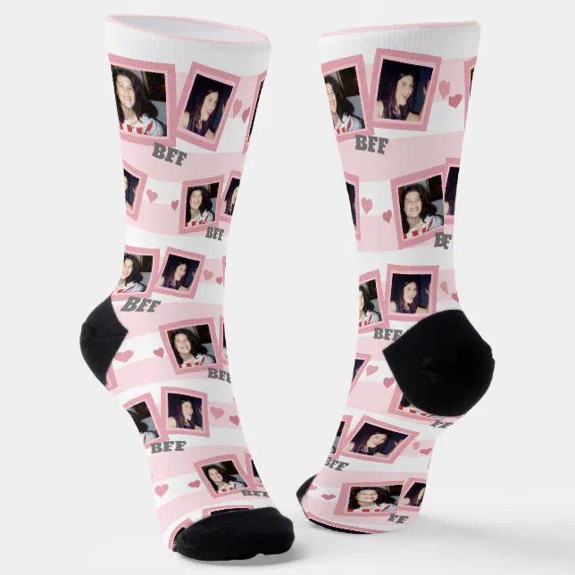 BFF Pink Two Photo Socks | Zazzle