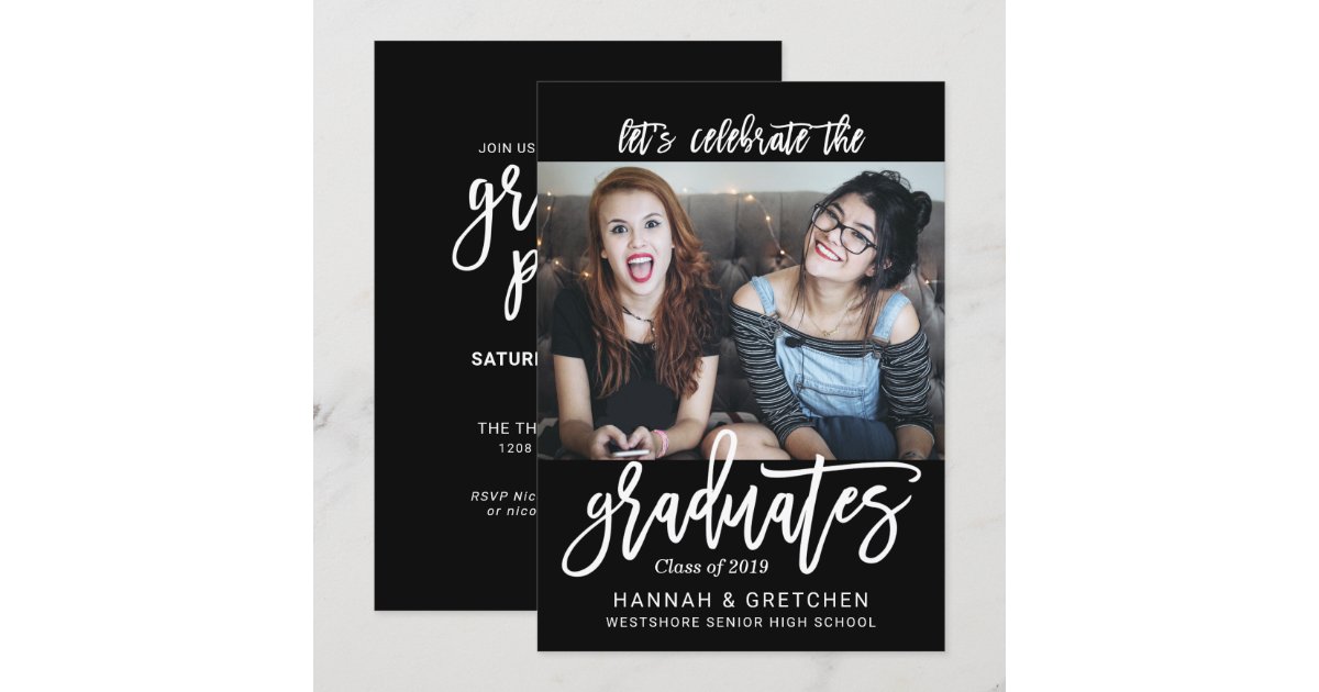 BFF Siblings Friends Graduation Party Invitation | Zazzle