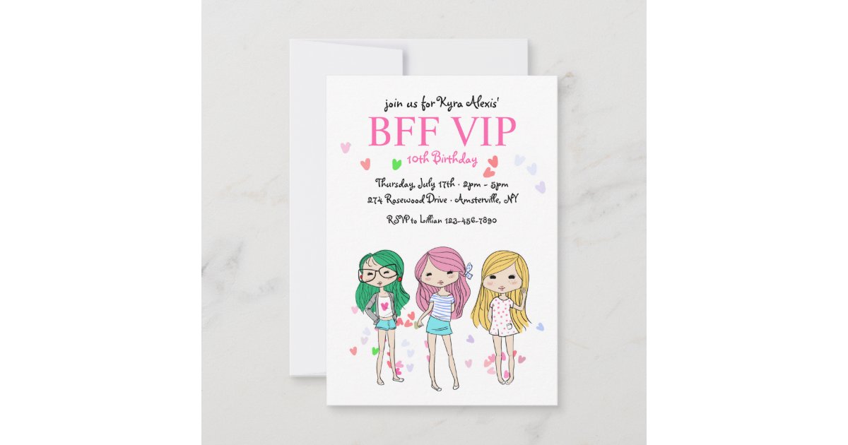 BFF VIP Birthday Party Invitation | Zazzle