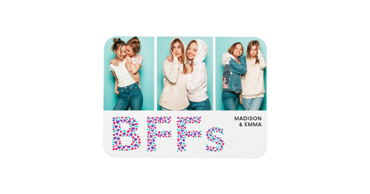BFFs Best Friends Photo Personalized Name Girly Magnet | Zazzle