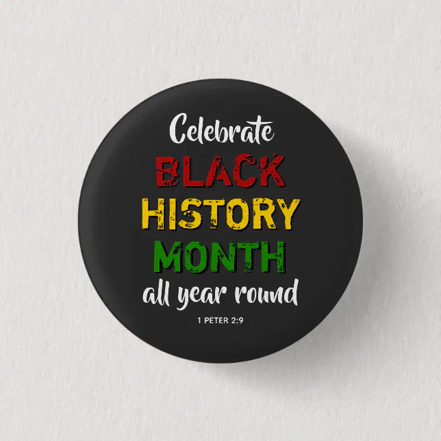 BHM Celebrate Black History Month Bible Christian Button | Zazzle